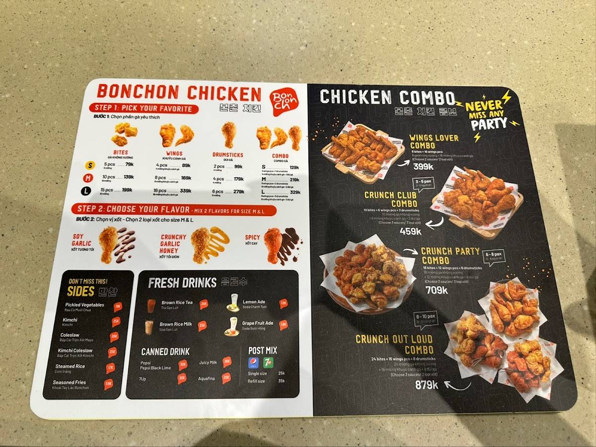Menu at Bonchon Vietnam - Aeon Mall Tân Phú Celadon restaurant, Ho Chi ...