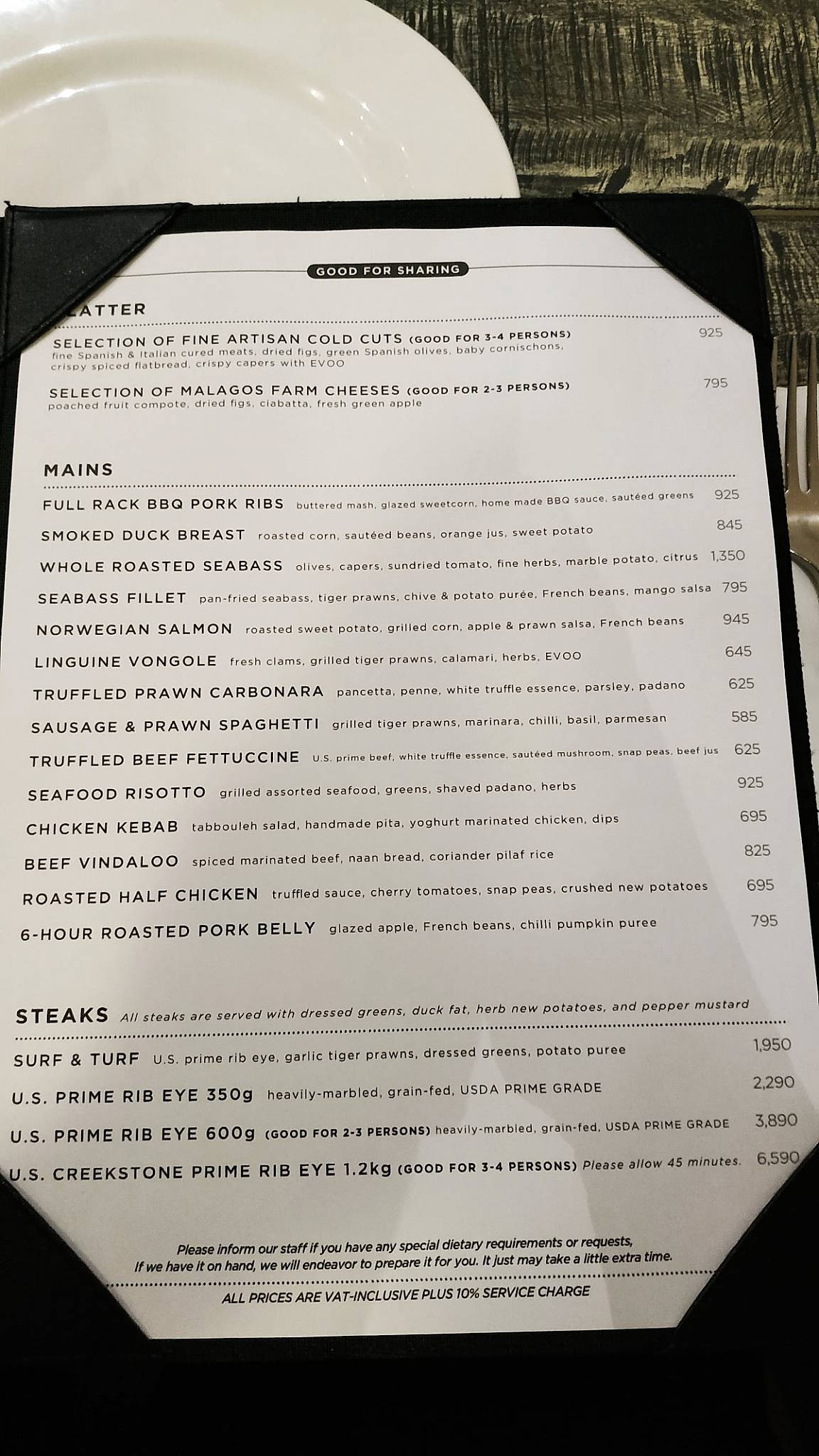 Menu at Bondi&Bourke Davao restaurant, Davao City