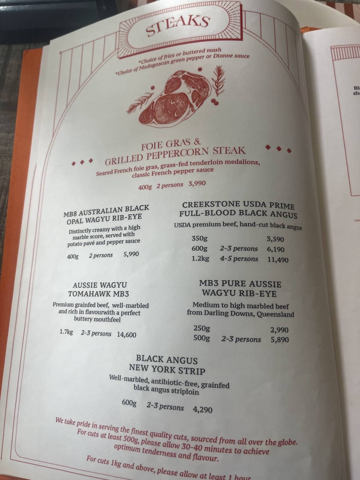 Menu at Bondi&Bourke Davao restaurant, Davao City