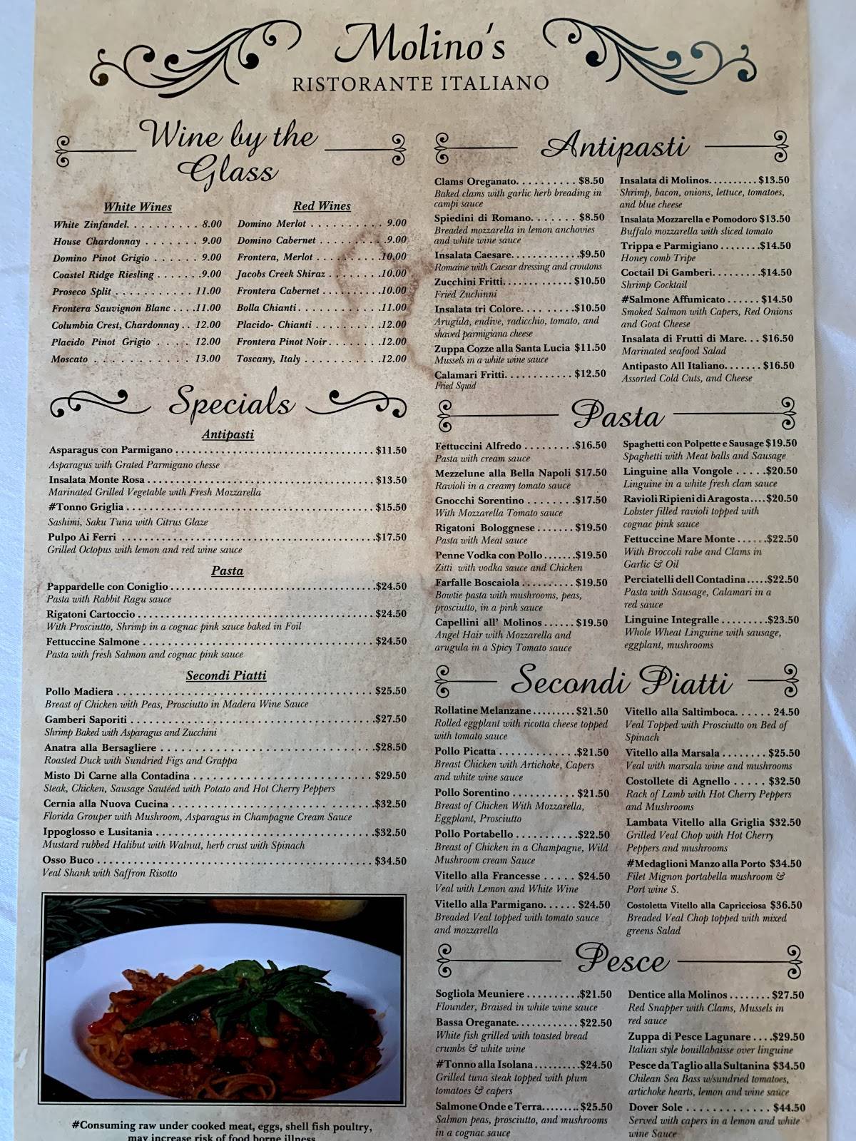 Menu at Molinos Risterante restaurant, Bonita Springs