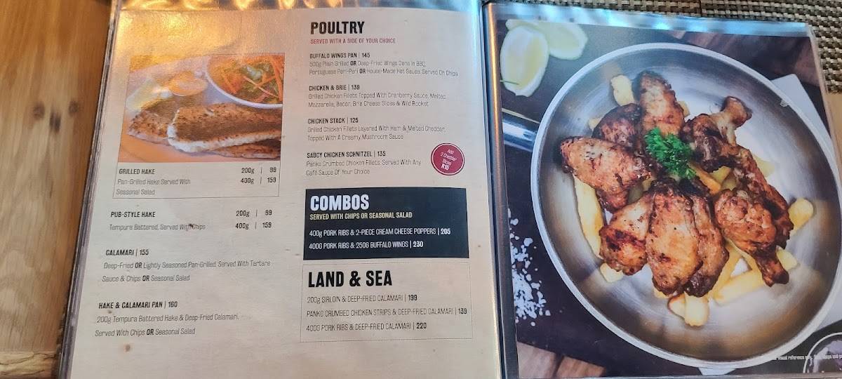 Menu au Bossa Canal Walk restaurant, Le Cap