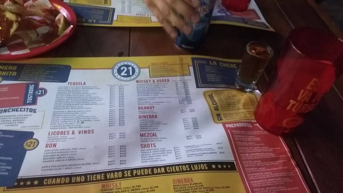 Carta del pub y bar Botanero 21, Guadalajara, Av. Chapultepec Sur