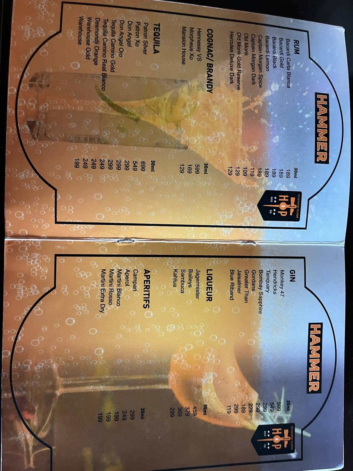 Menu at Bottoms Up Restobar, Bengaluru