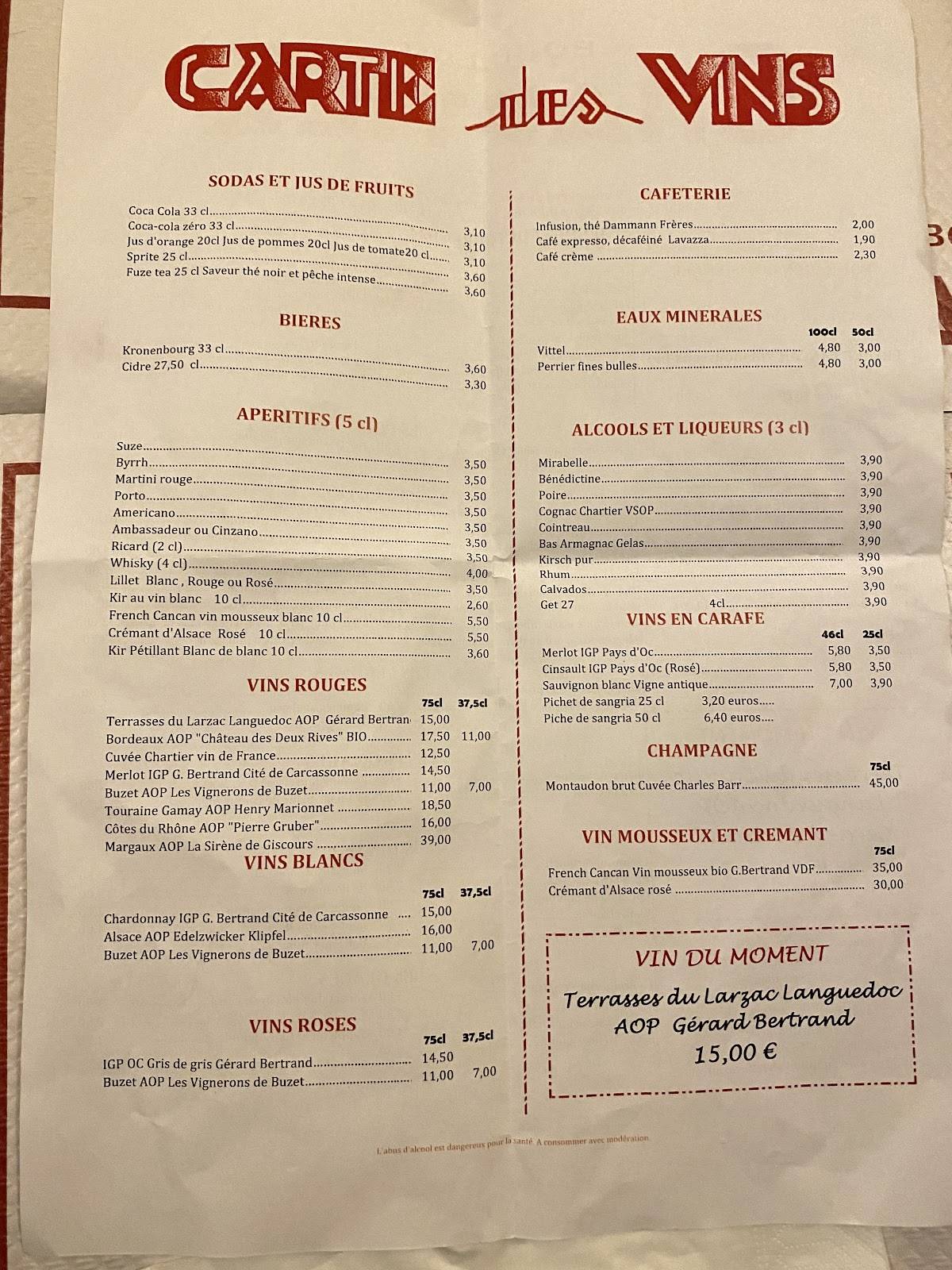 Menu au Bouillon Chartier Grands Boulevards restaurant, Paris, 7 Rue du ...