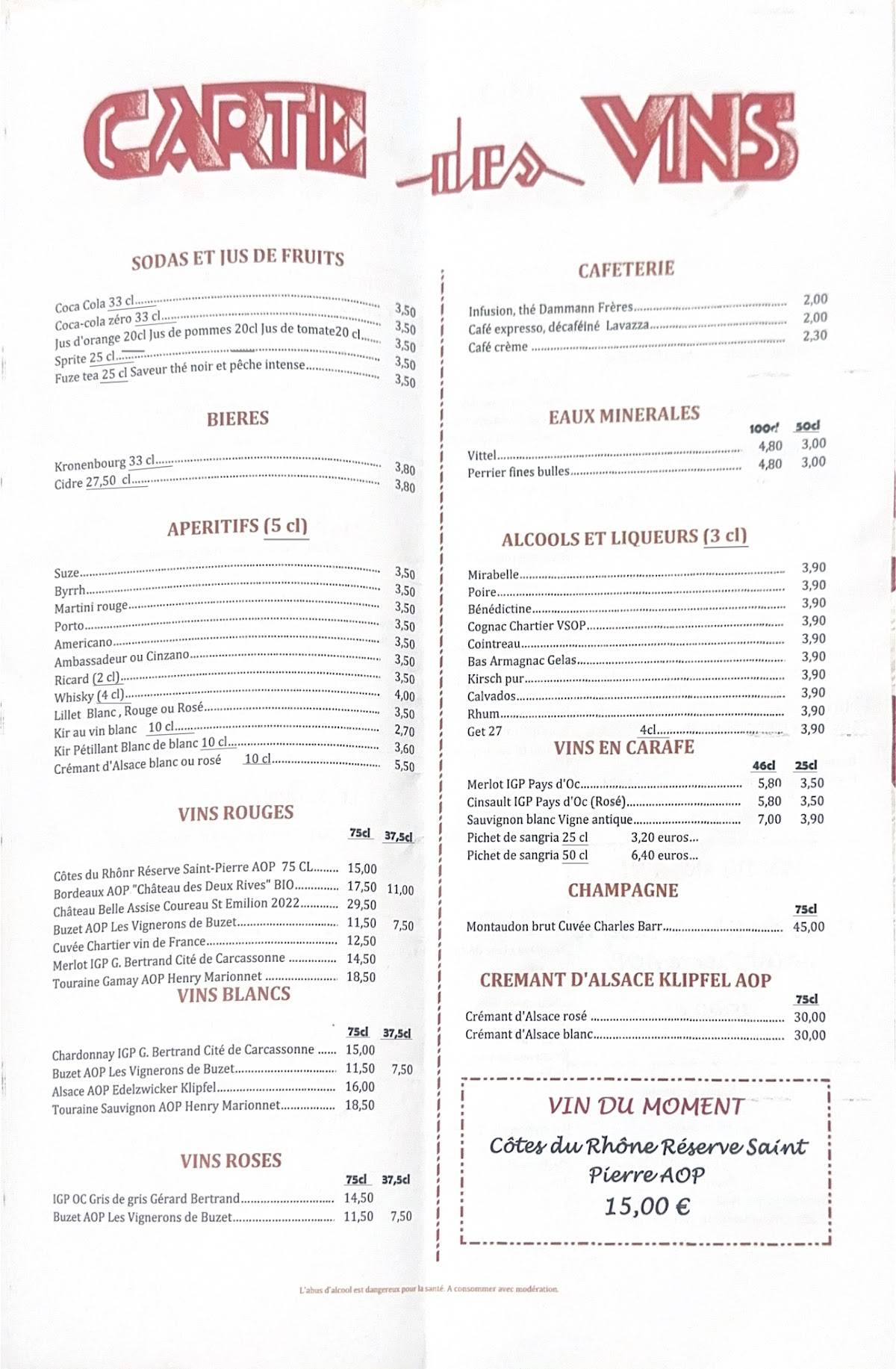 Menu au Bouillon Chartier Grands Boulevards restaurant, Paris, 7 Rue du ...