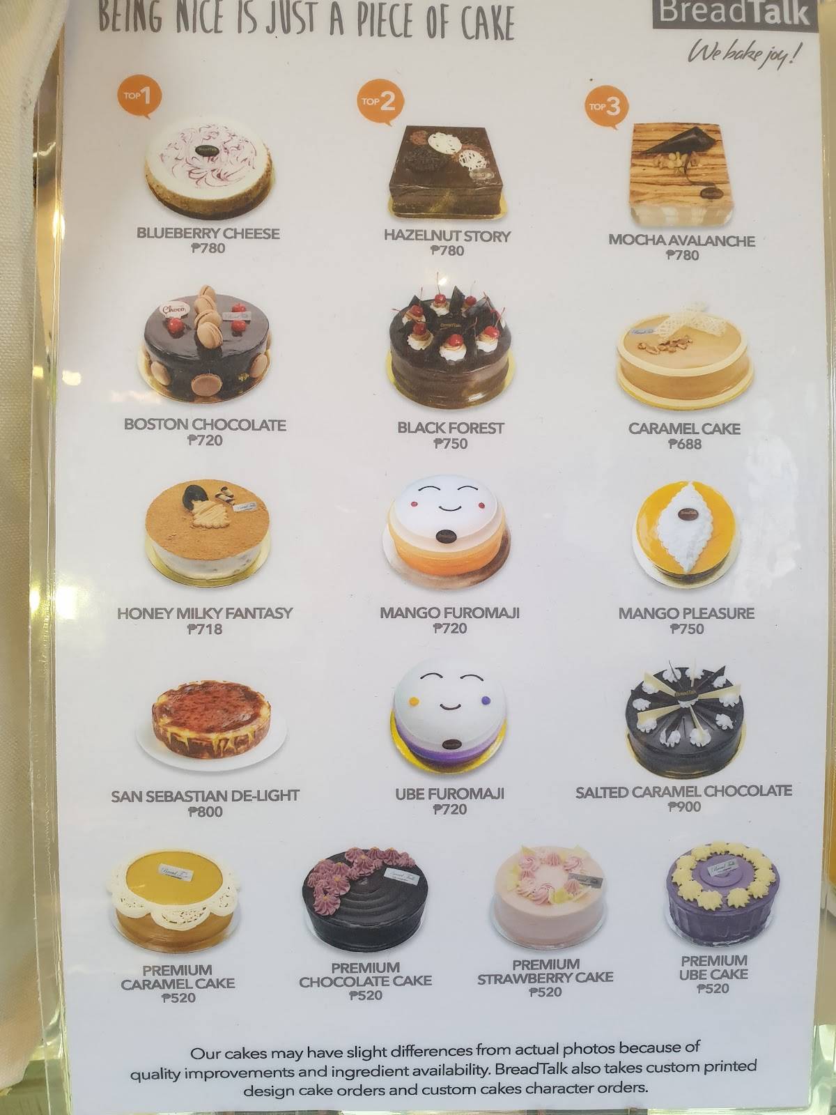Menu at BreadTalk, Quezon City, J36H+7M3