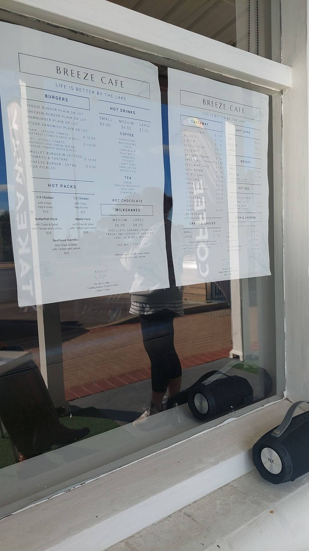 Menu at Breeze Cafe, Meningie
