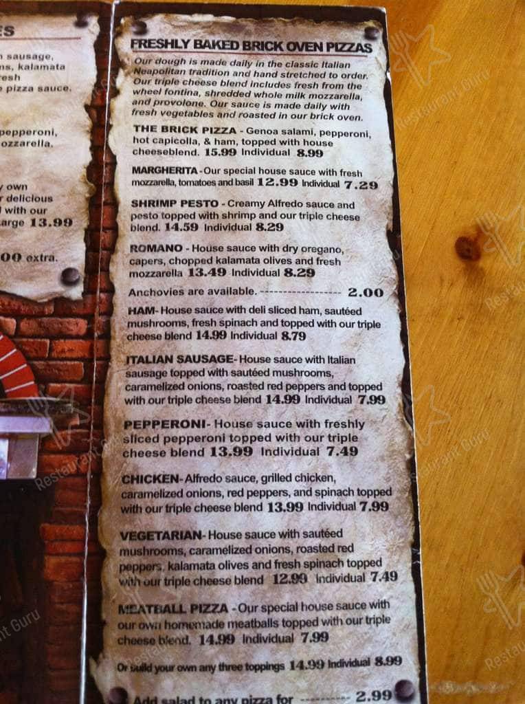 Menu at The Brick Oven pub & bar, Hannibal