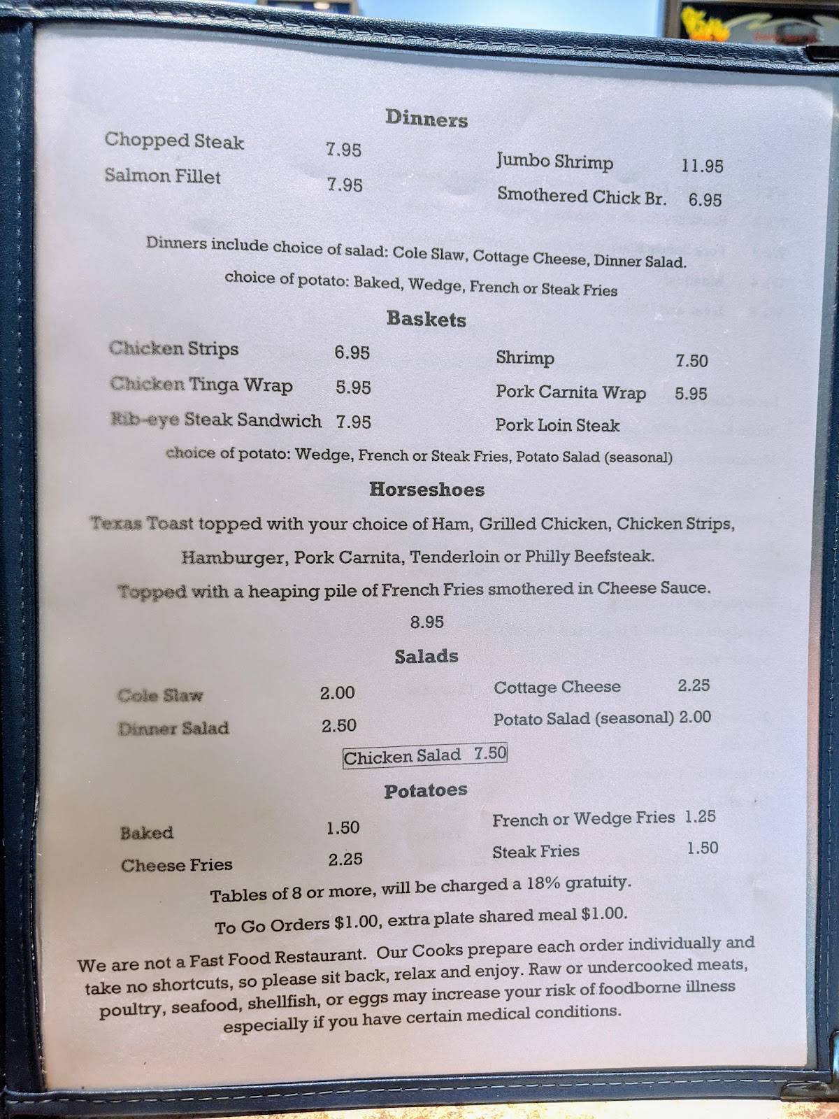 Menu at Brickyard Bar & Grill, East Galesburg, 102 Main St