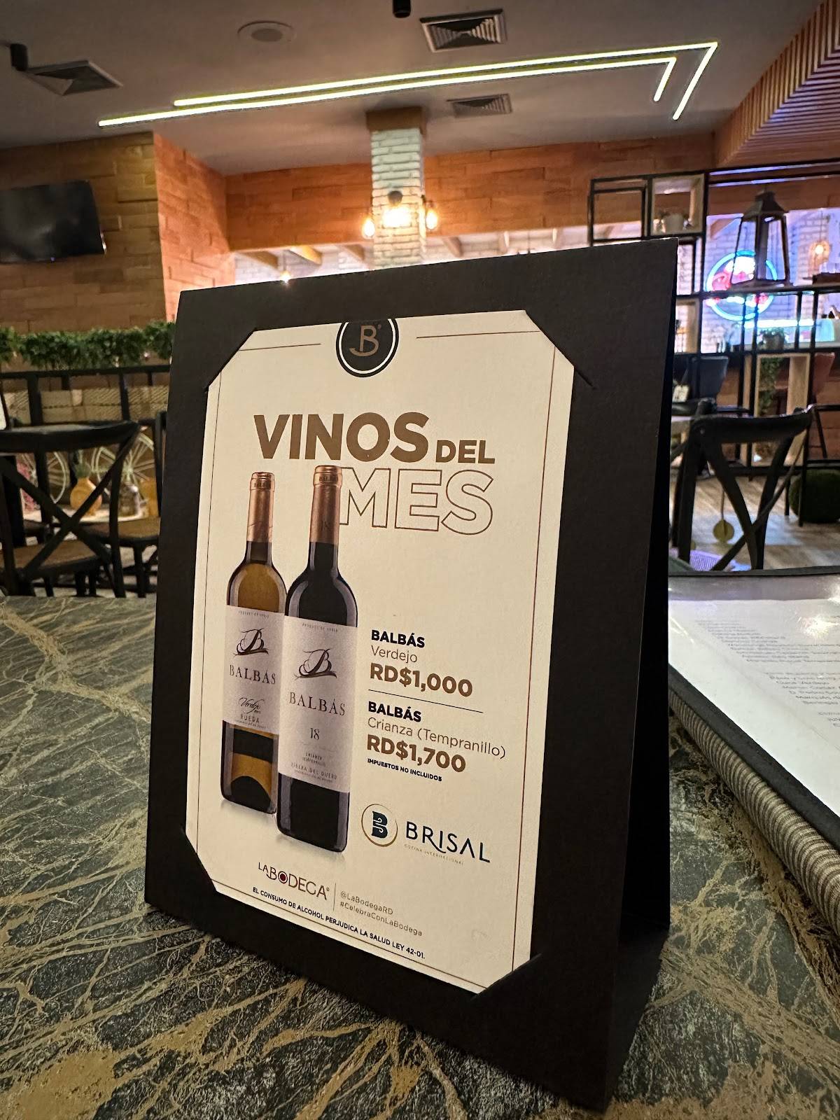 Carta de Brisal Restaurant, Santo Domingo
