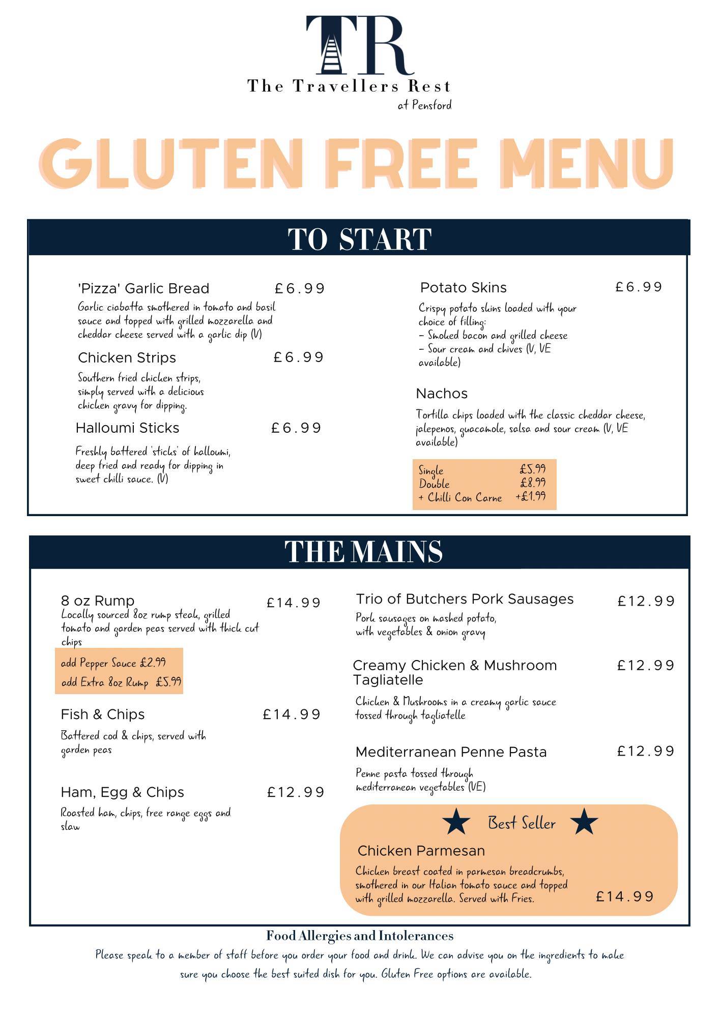 Menu at Travellers Rest pub & bar, Bristol, Pensford Hill