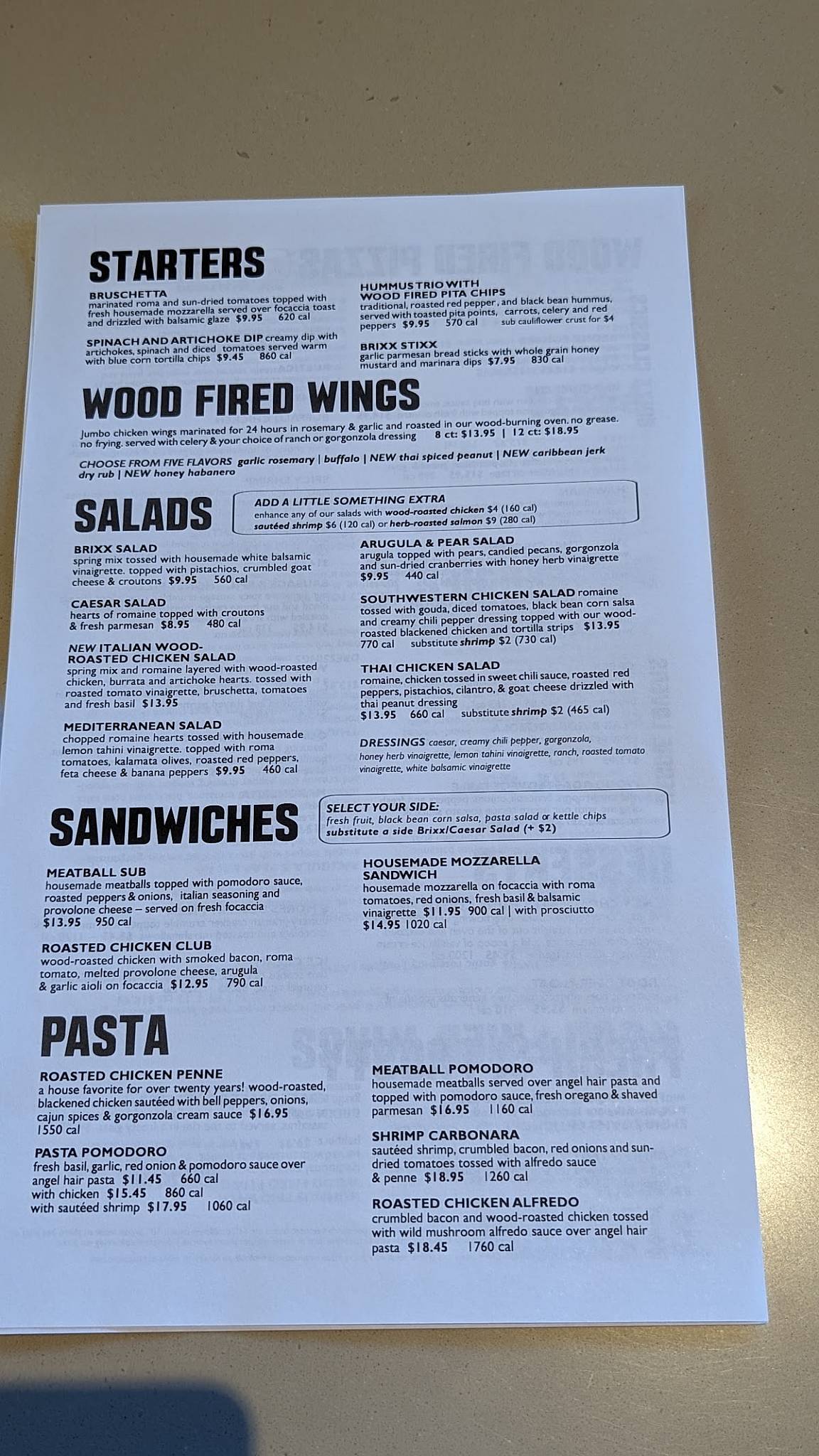 Menu at Brixx Wood Fired Pizza + Craft Bar, Mason