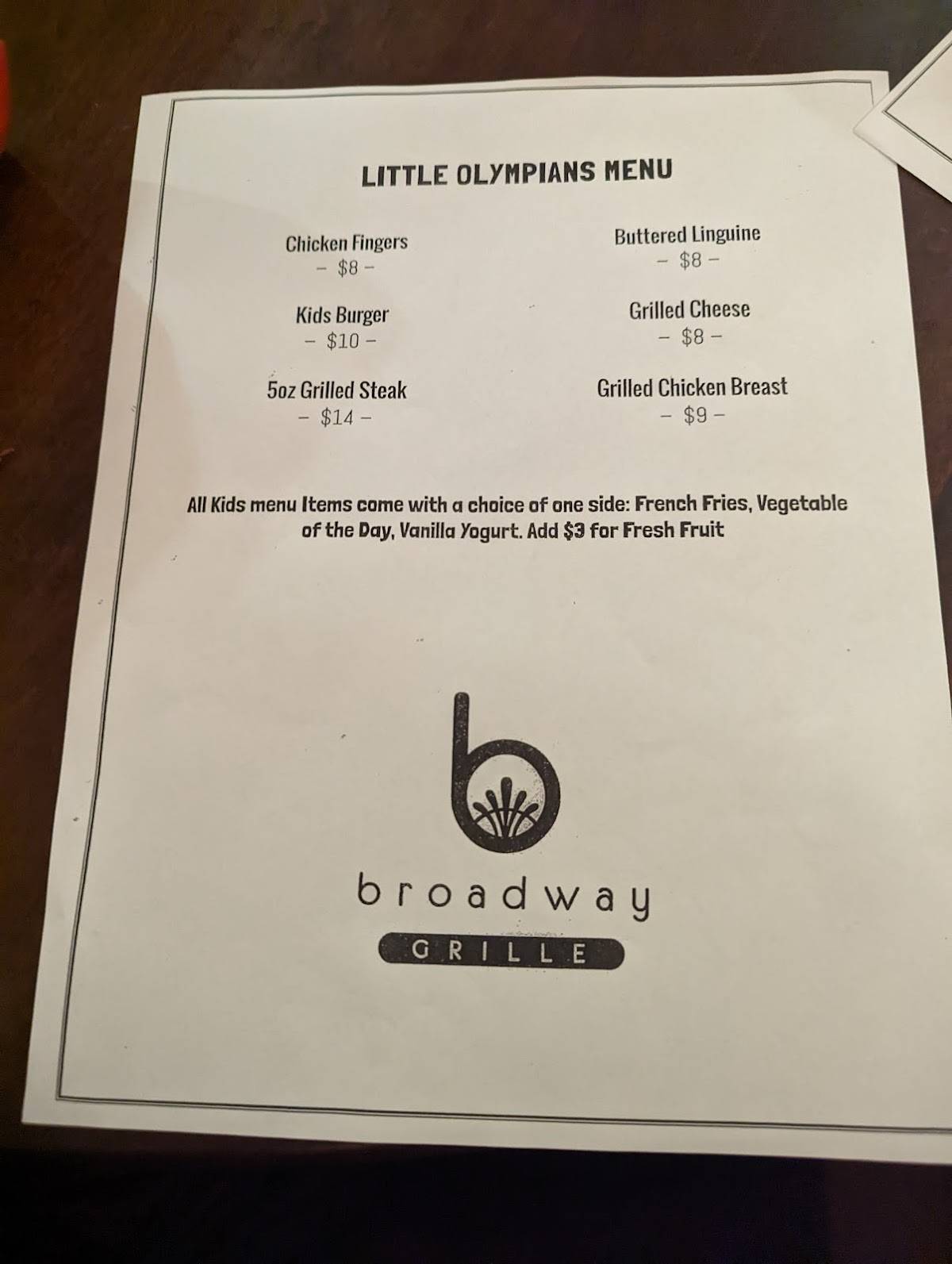 Menu at Broadway Grille + Underground pub & bar, Jim Thorpe