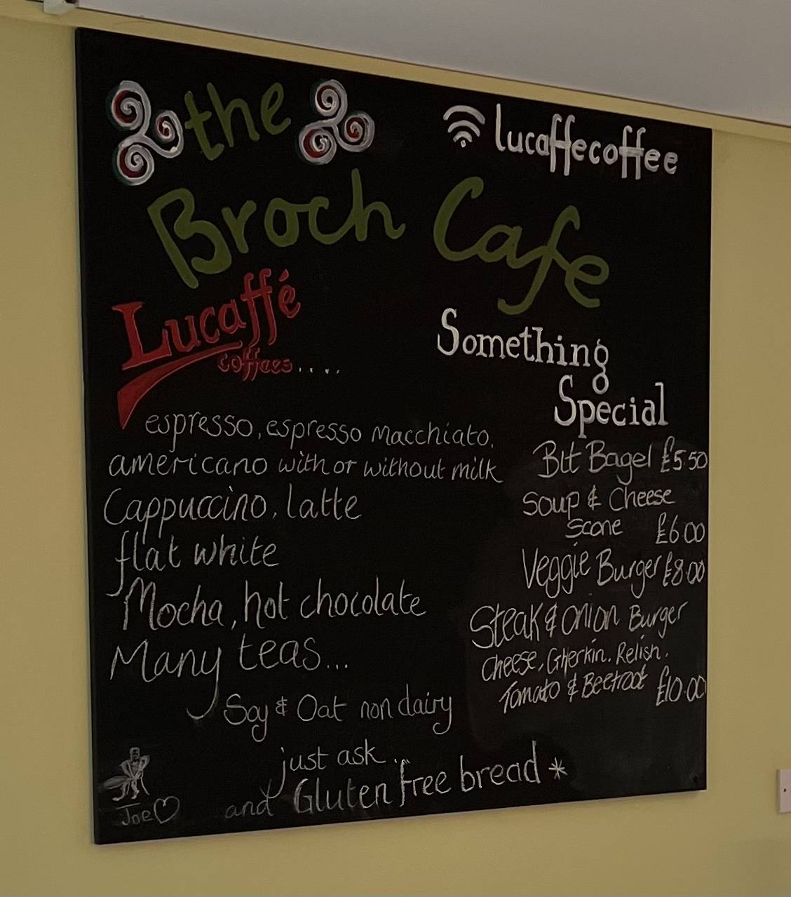 Menu at Broch Cafe, Strathyre