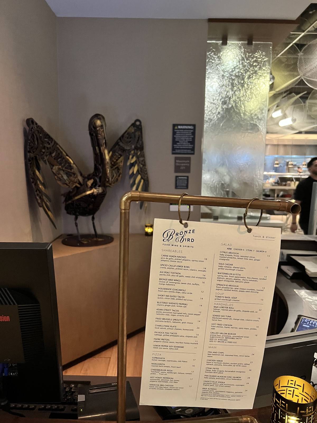 Menu at Bronze Bird restaurant, San Diego