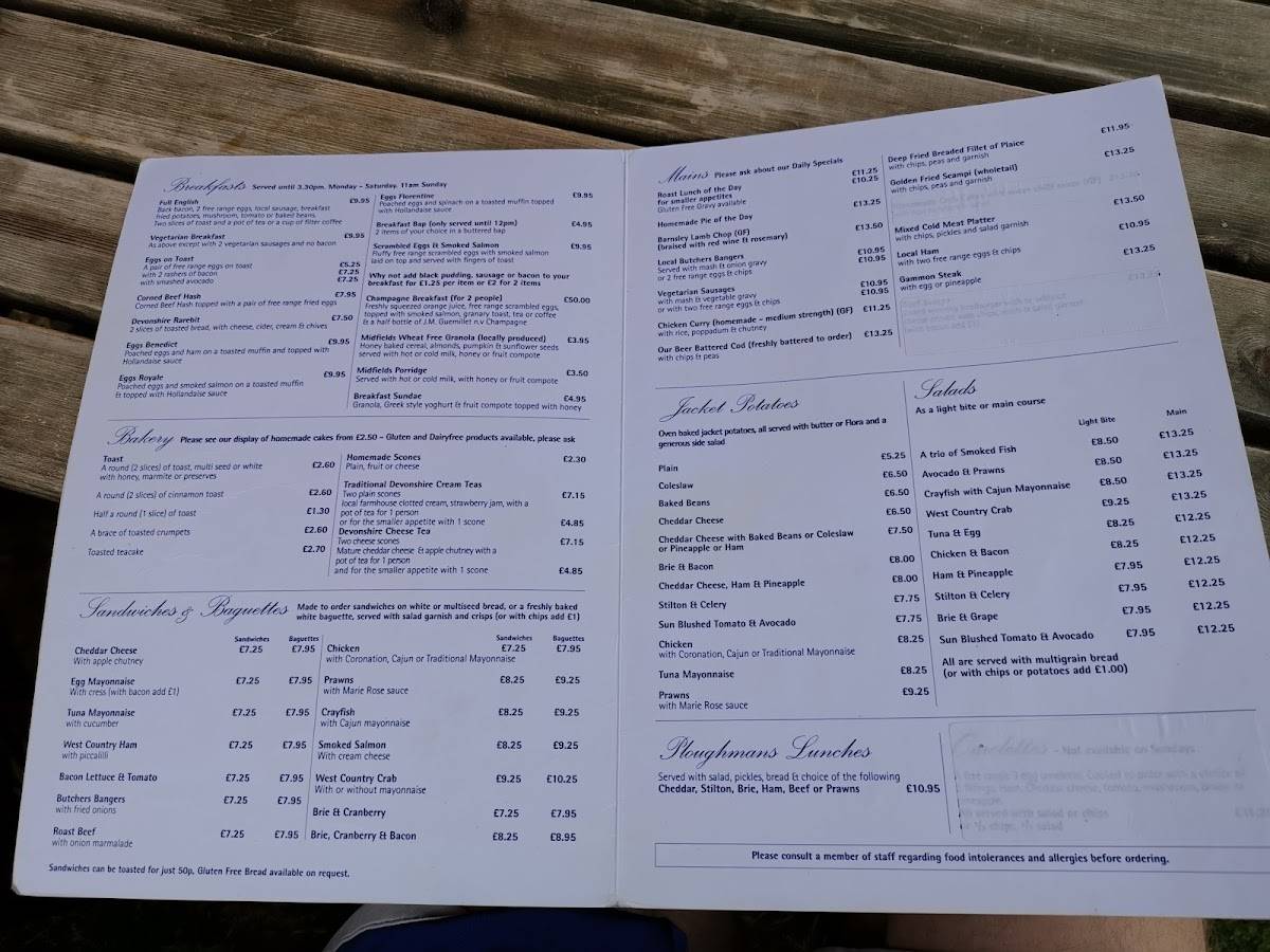 Menu at Brookside Café & Restaurant, Bovey Tracey