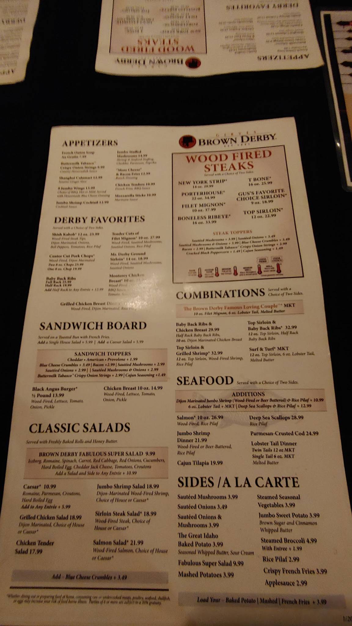 Menu at Brown Derby pub & bar, Middleburg Heights, Bagley Rd