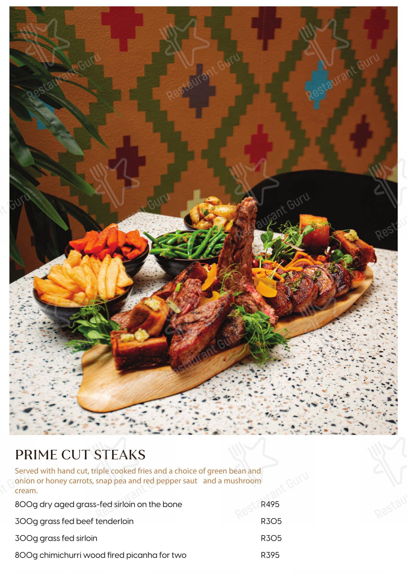 Menu at Brown Sugar Oceans restaurant, Umhlanga