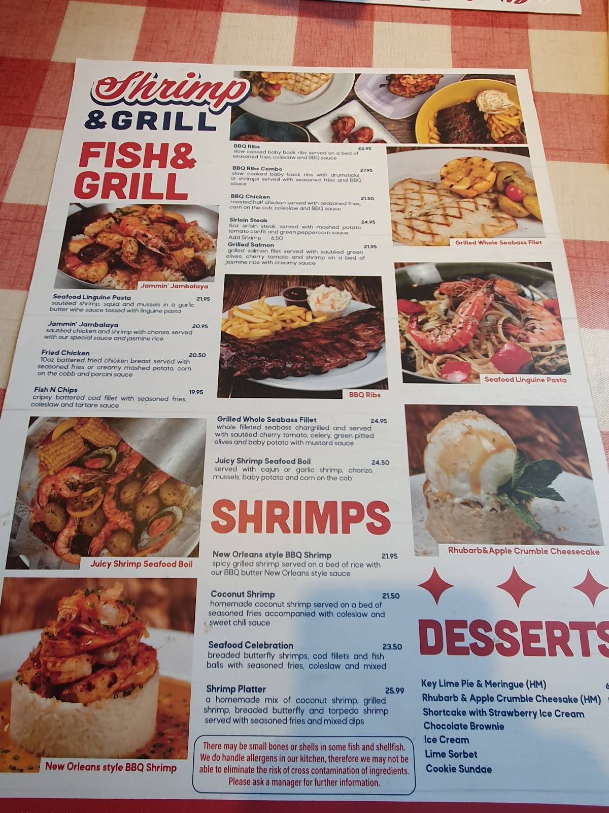 Menu at Shrimp & Grill - Leicester Square Restaurant, London