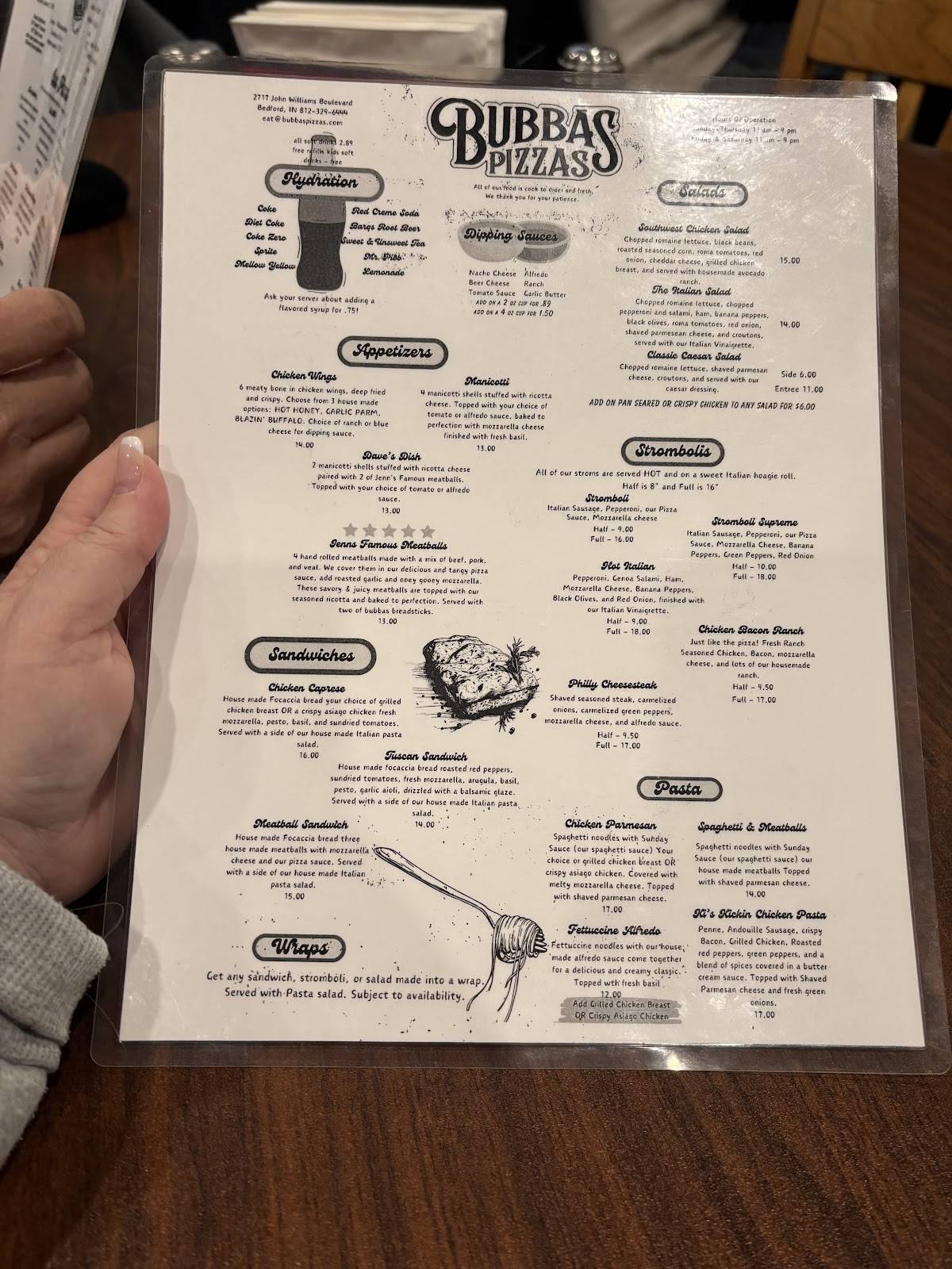 Menu at Bubbas Pizzas pizzeria, Bedford