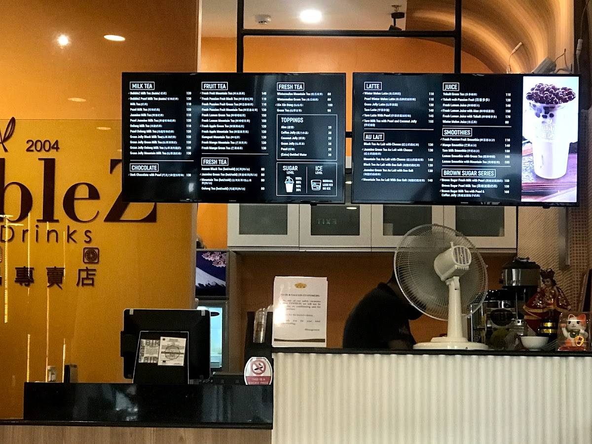 Menu at BubbleZ Cebu cafe, Cebu City