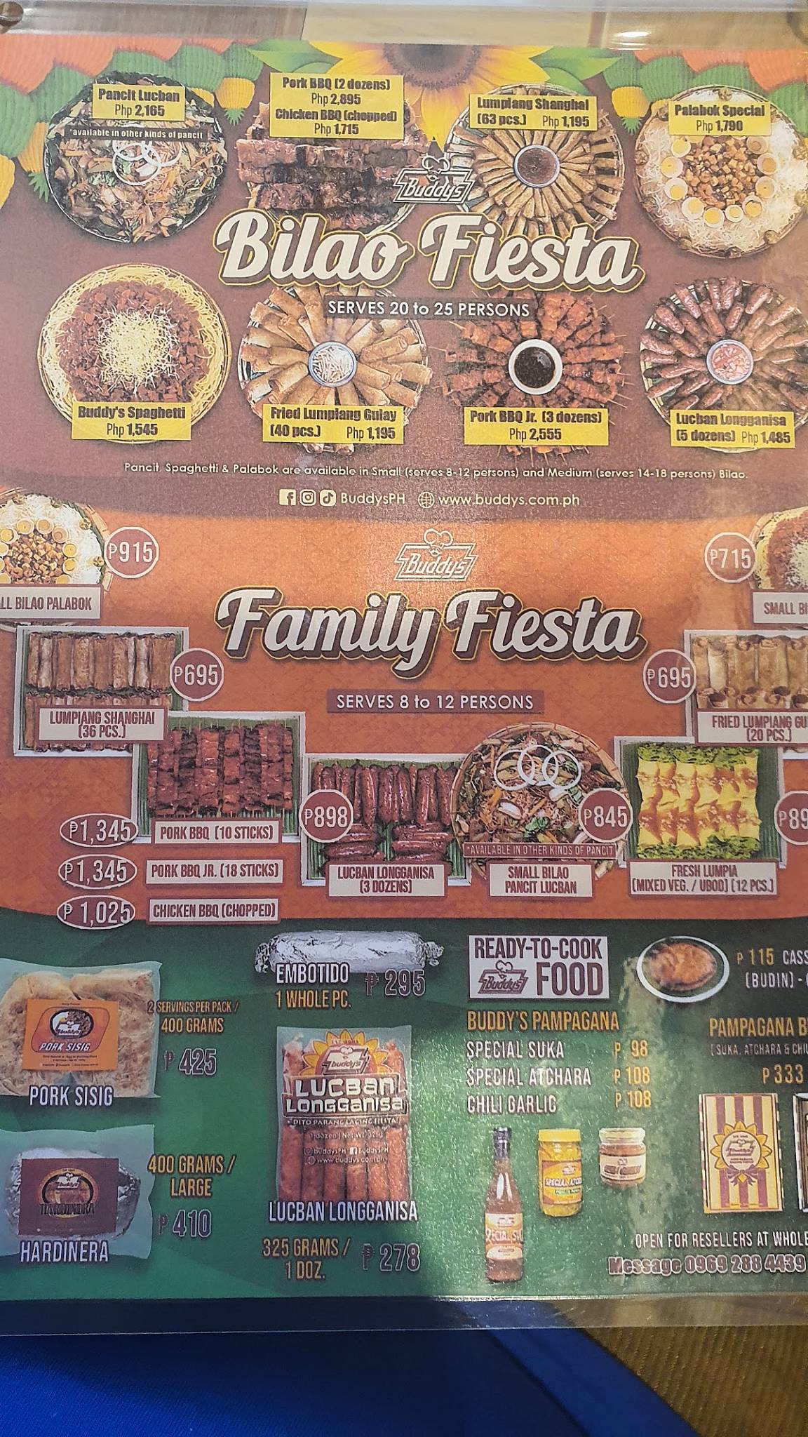 Menu at Buddy's restaurant, Makati, The Link