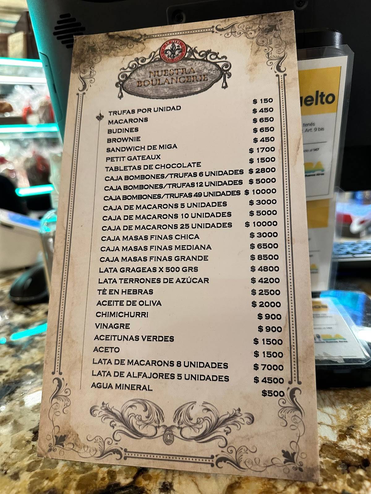 Carta del pub y bar Confitería La Ideal, Buenos Aires, Suipacha 384
