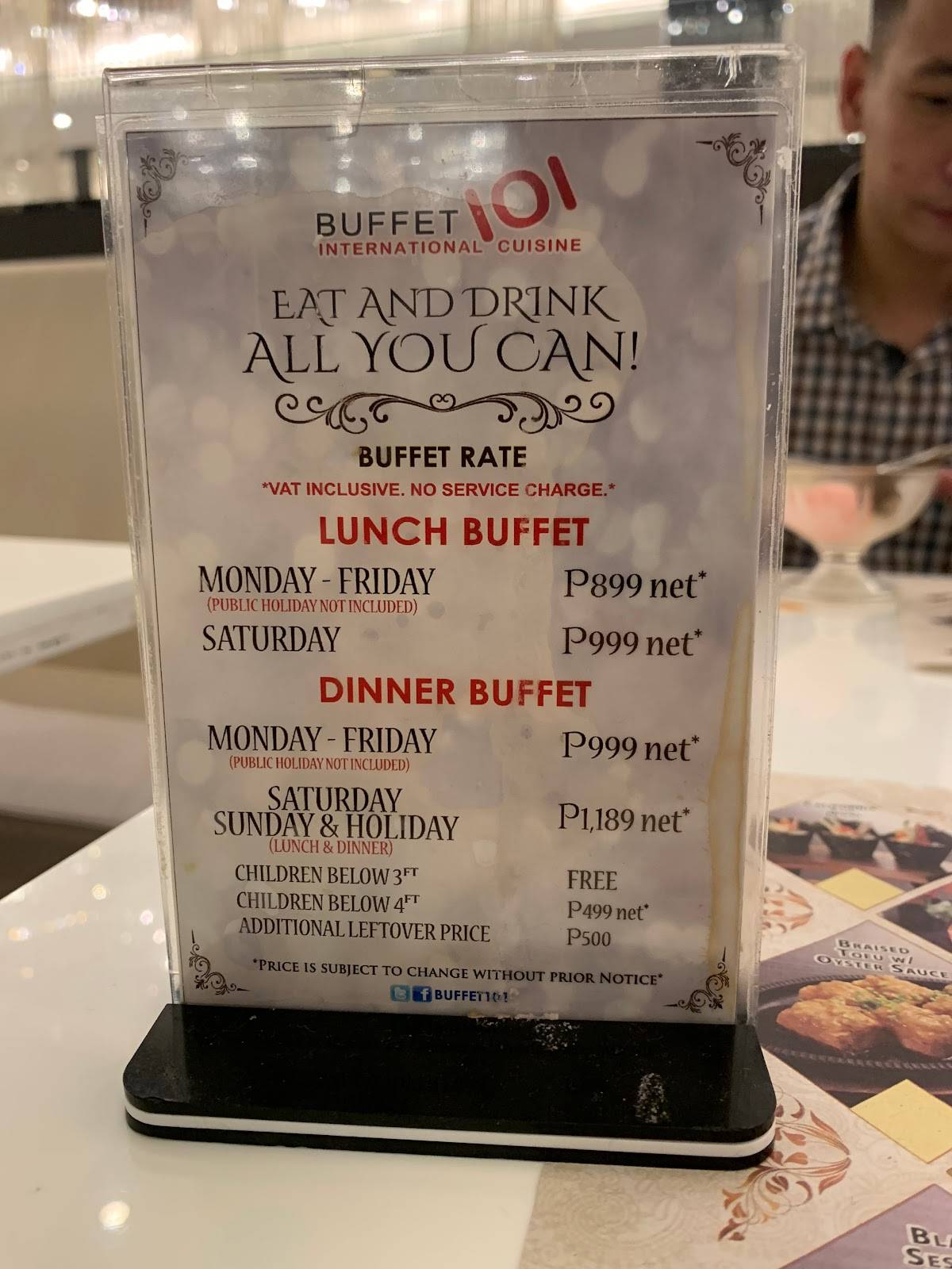 Menu at Buffet 101 restaurant, Makati, Glorietta BPO 2 Building