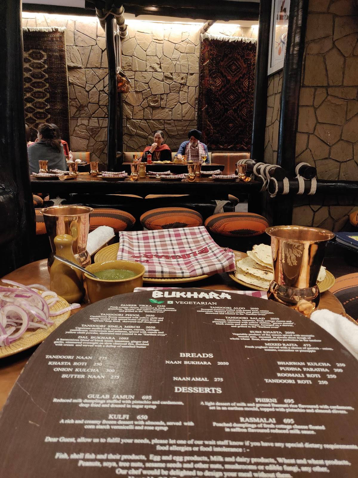 Menu at Bukhara, New Delhi, ITC MAURYA