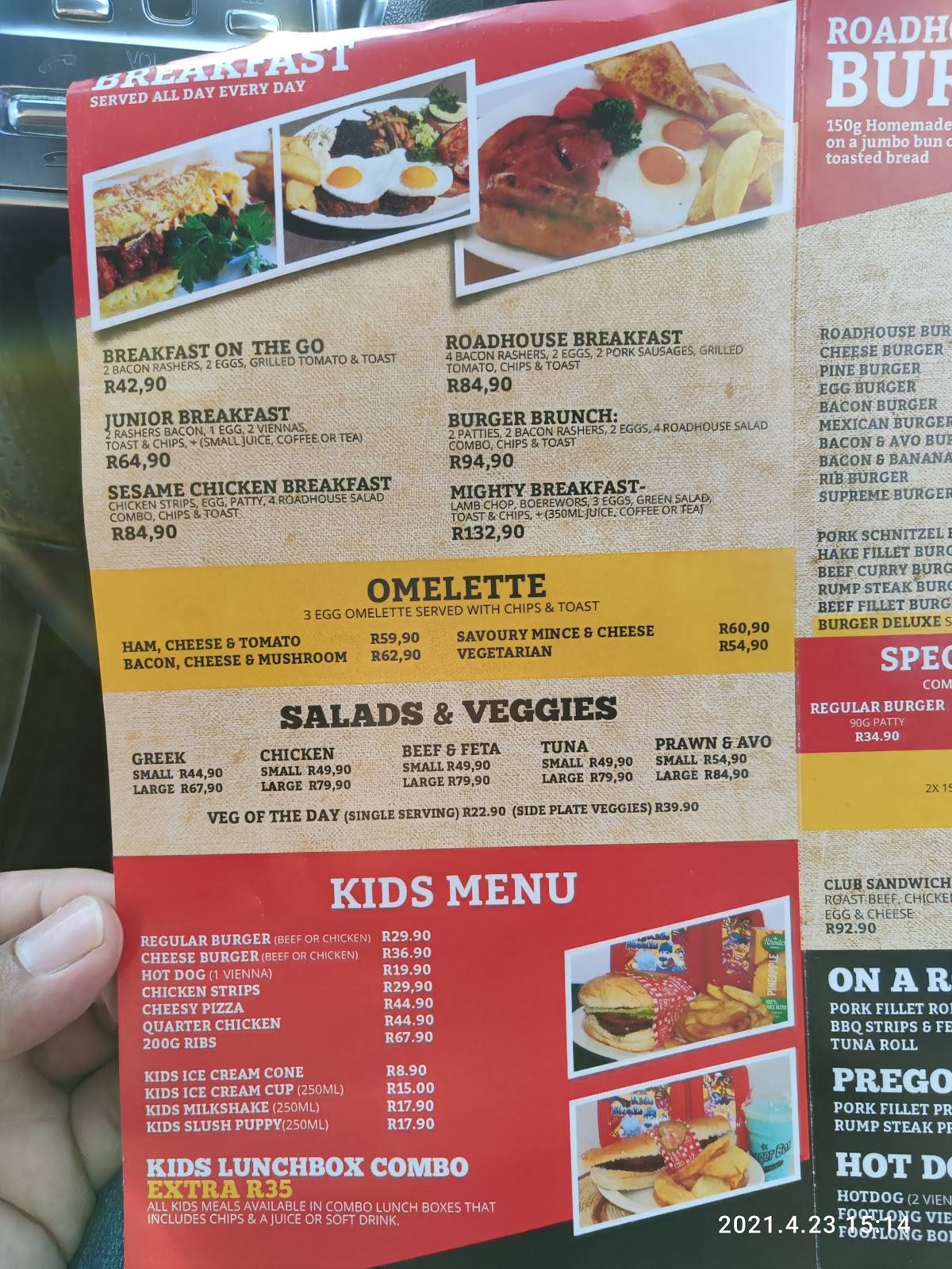 Menu at Burger Box Roadhouse Centurion restaurant, Centurion
