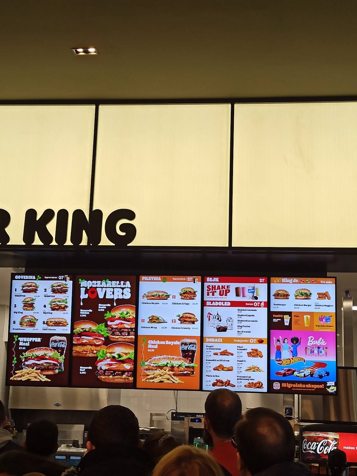 Menu at Burger King Podgorica restaurant, Podgorica