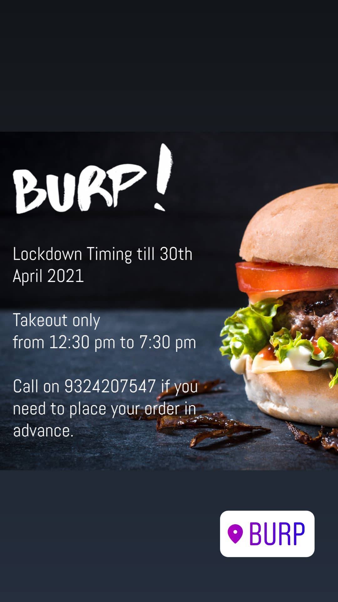 Menu at Burp! The Foodtruck, Mumbai