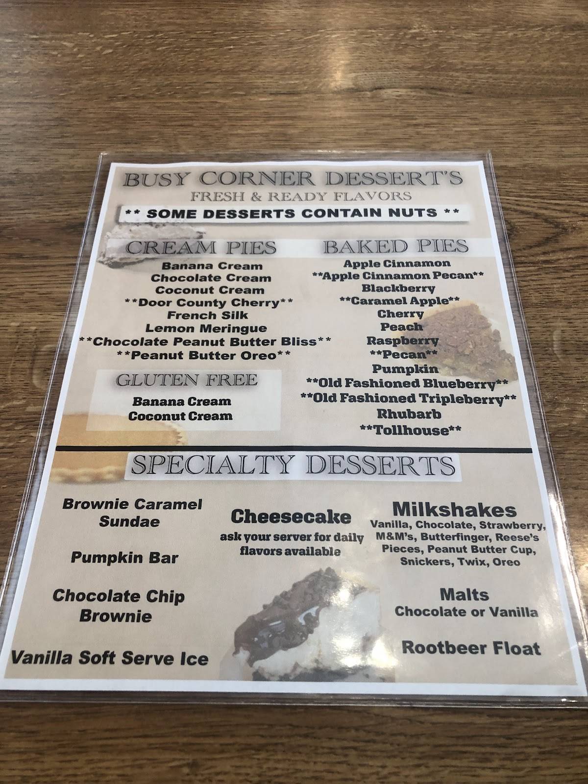 Menu at Busy Corner restaurant, Goodfield