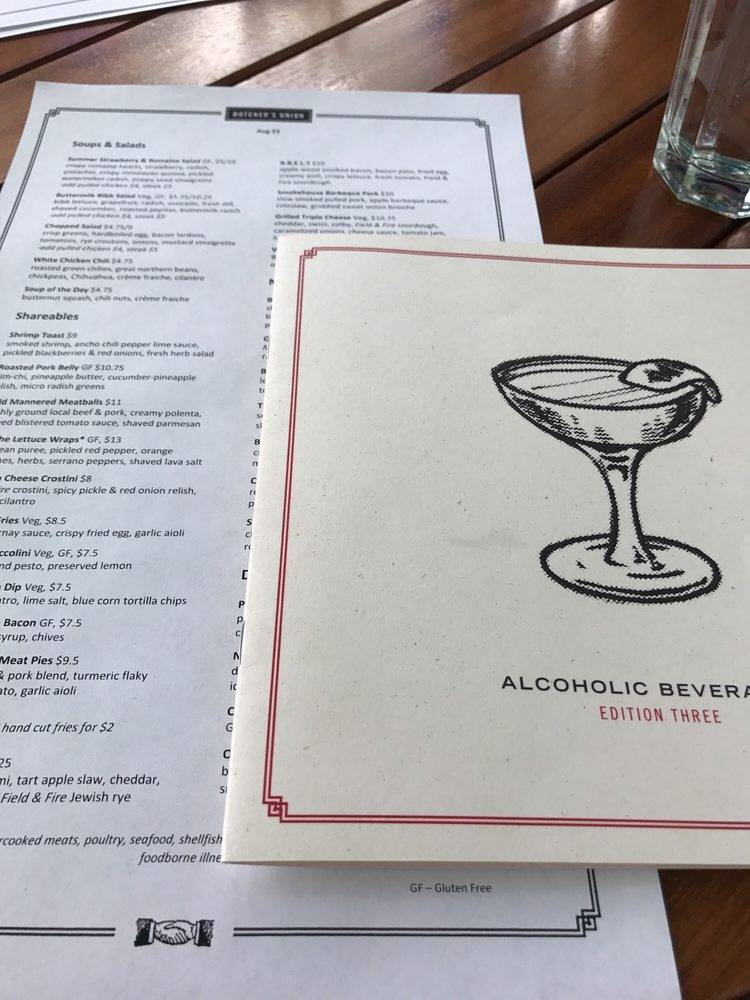 Menu at Butcher's Union pub & bar, Grand Rapids, 438 Bridge St NW