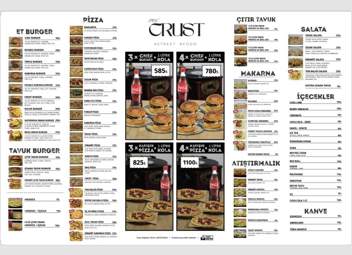 Menu at The Crust, Büyükçekmece