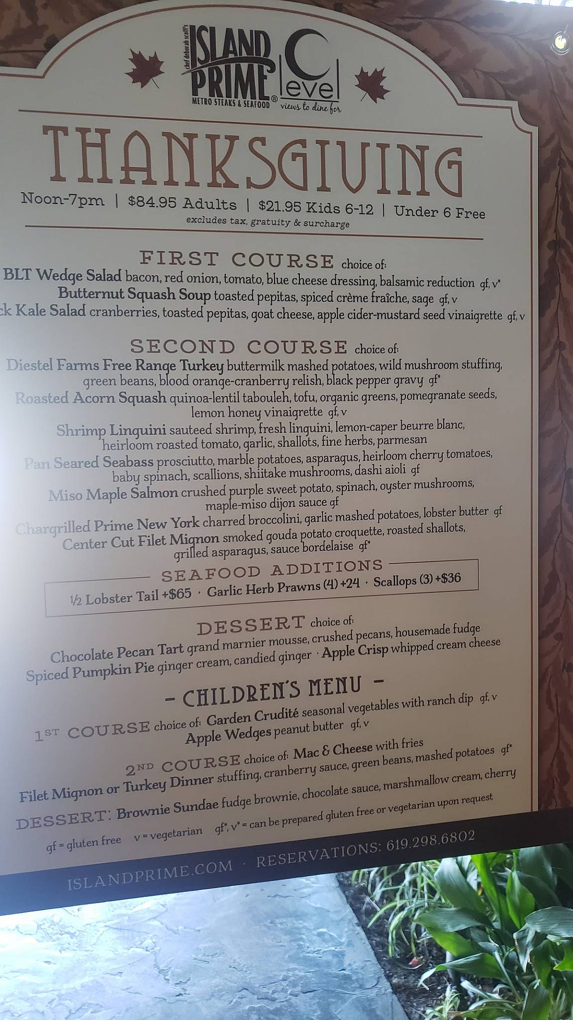 Menu at C Level Lounge steakhouse, San Diego, 880 Harbor Island Dr