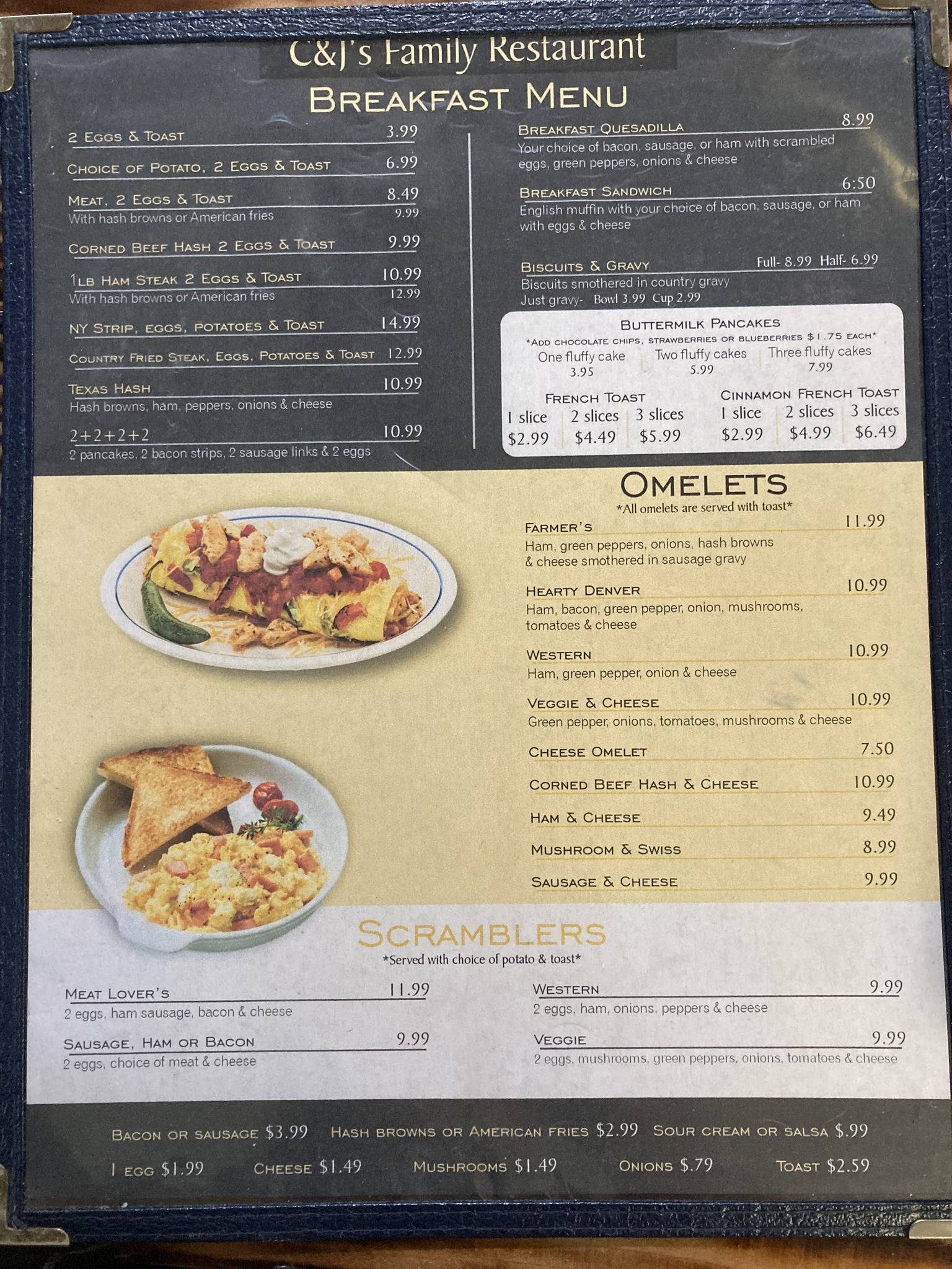 Menu at C & J's Family Restaurant, Howard City