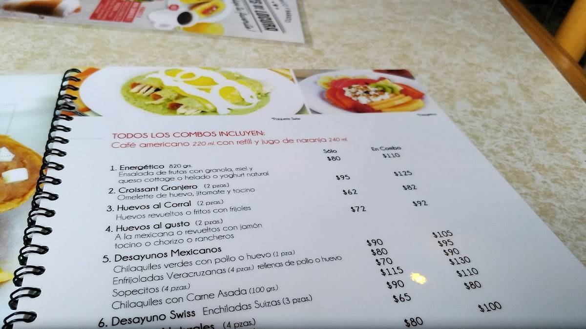 Menu at CAFE DOÑA INES, Mexico City, Ave. Cuahtemoc Eje 1 Poniente No 251 B