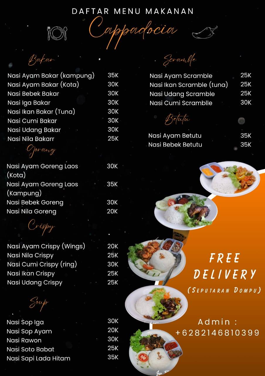 Menu at CAPPADOCIA CAFE, Indonesia