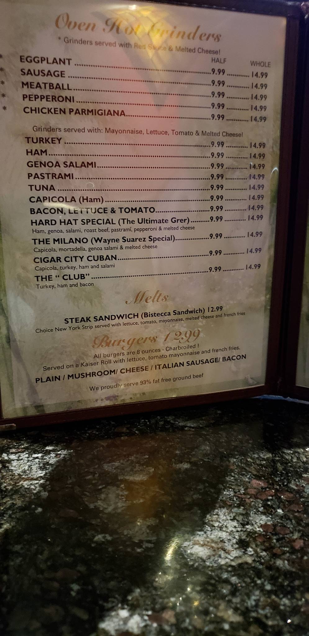 Menu at CDB's Pizza - Kobe Italian restaurant, Clearwater