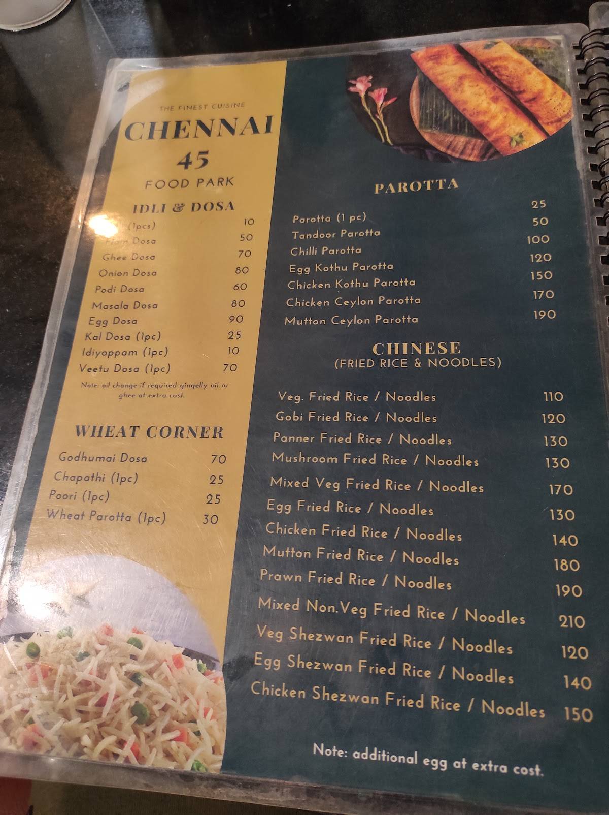 Menu at CHENNAI 45 FOOD PARK, Chennai