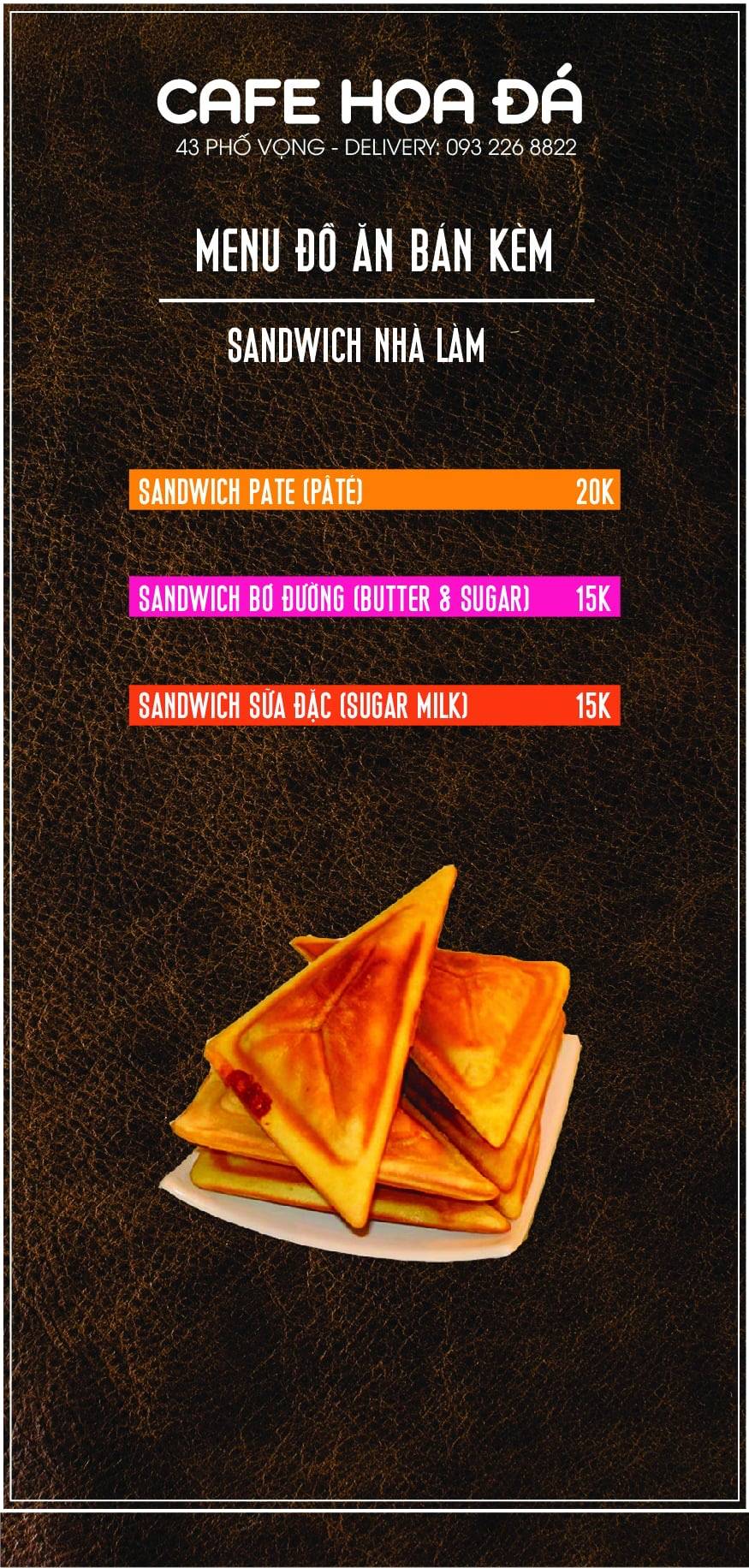 Menu at Cà Phê Hoa Đá cafe, Hanoi, 43 P. Vọng