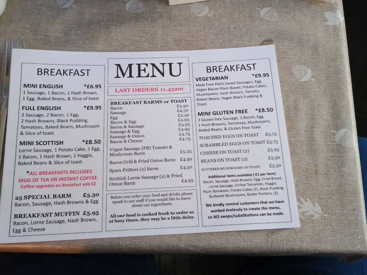 Menu at Cafe 25 Blackpool, Blackpool