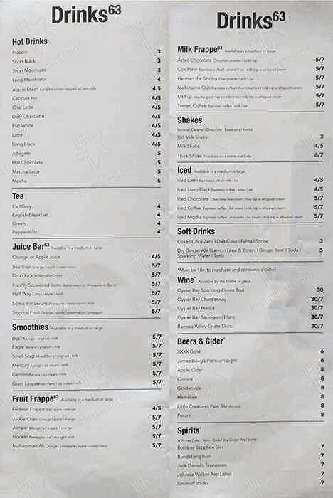 Menu at Cafe 63, Greenslopes, 433 Logan Rd