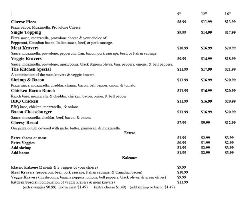 Menu at Café 94 Pizza -N- More restaurant, Clinton