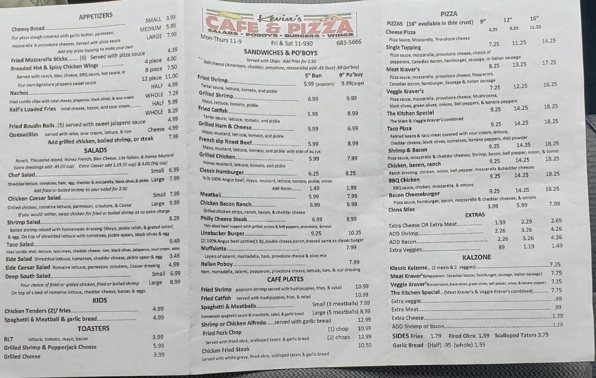 Menu at Café 94 Pizza -N- More restaurant, Clinton