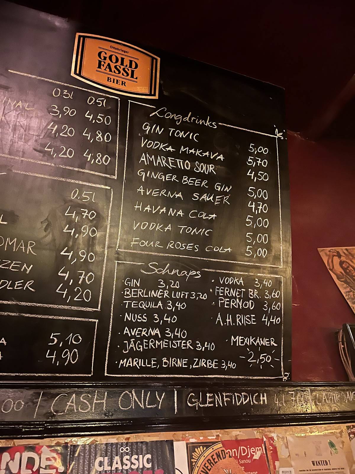 Menu at Café Anno cafe, Vienna