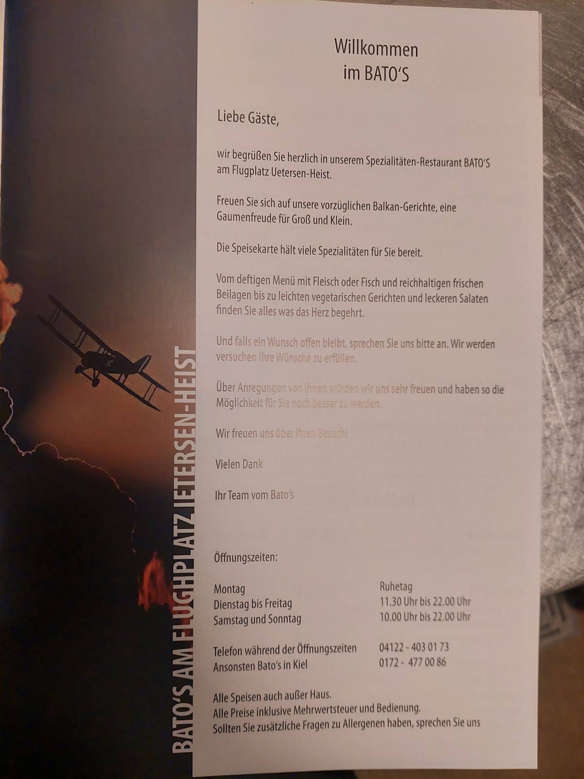 Speisekarte von Bato's Spezialitäten-Restaurant, Heist