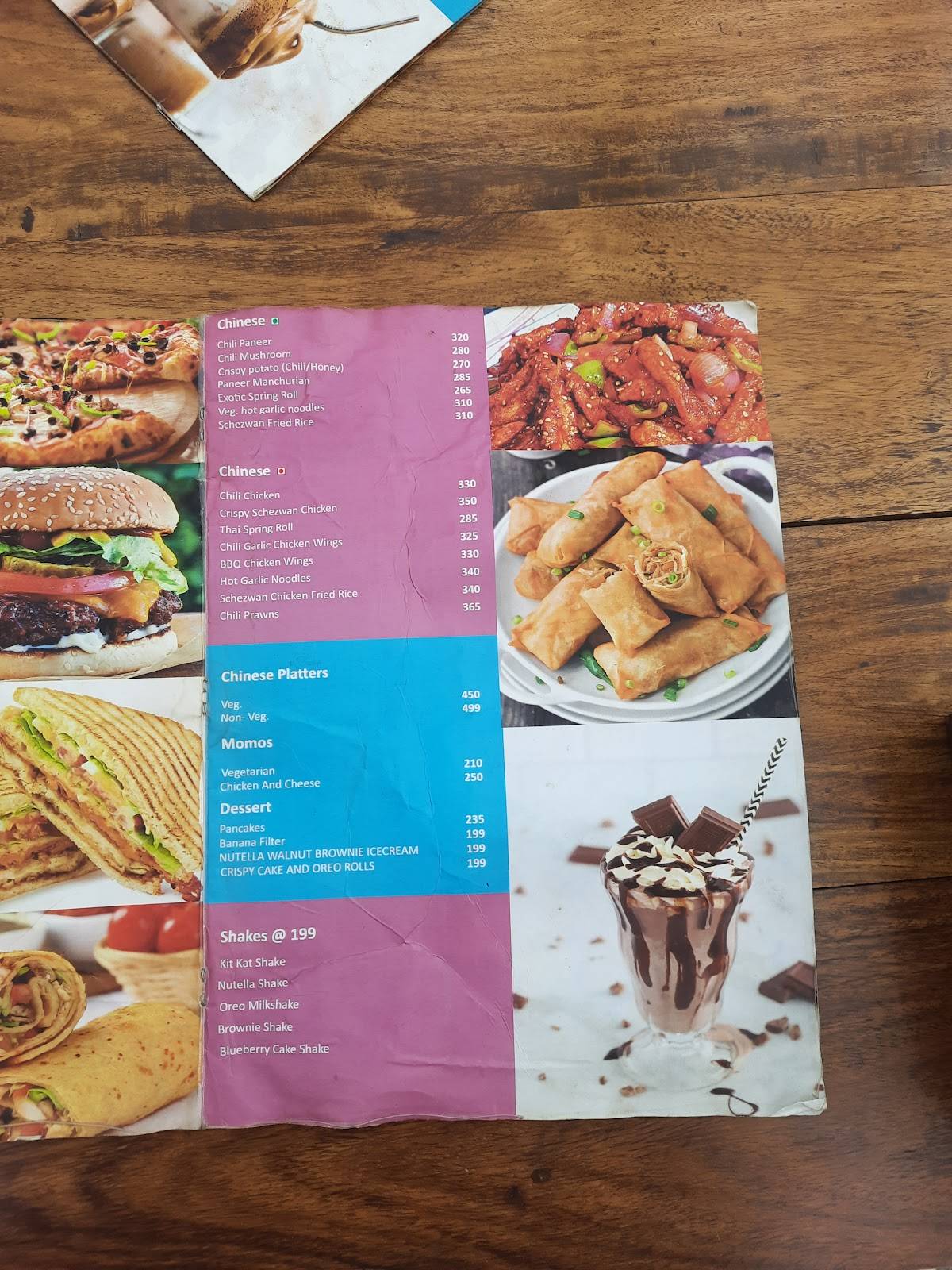 Menu at Big Box Cafe, New Delhi