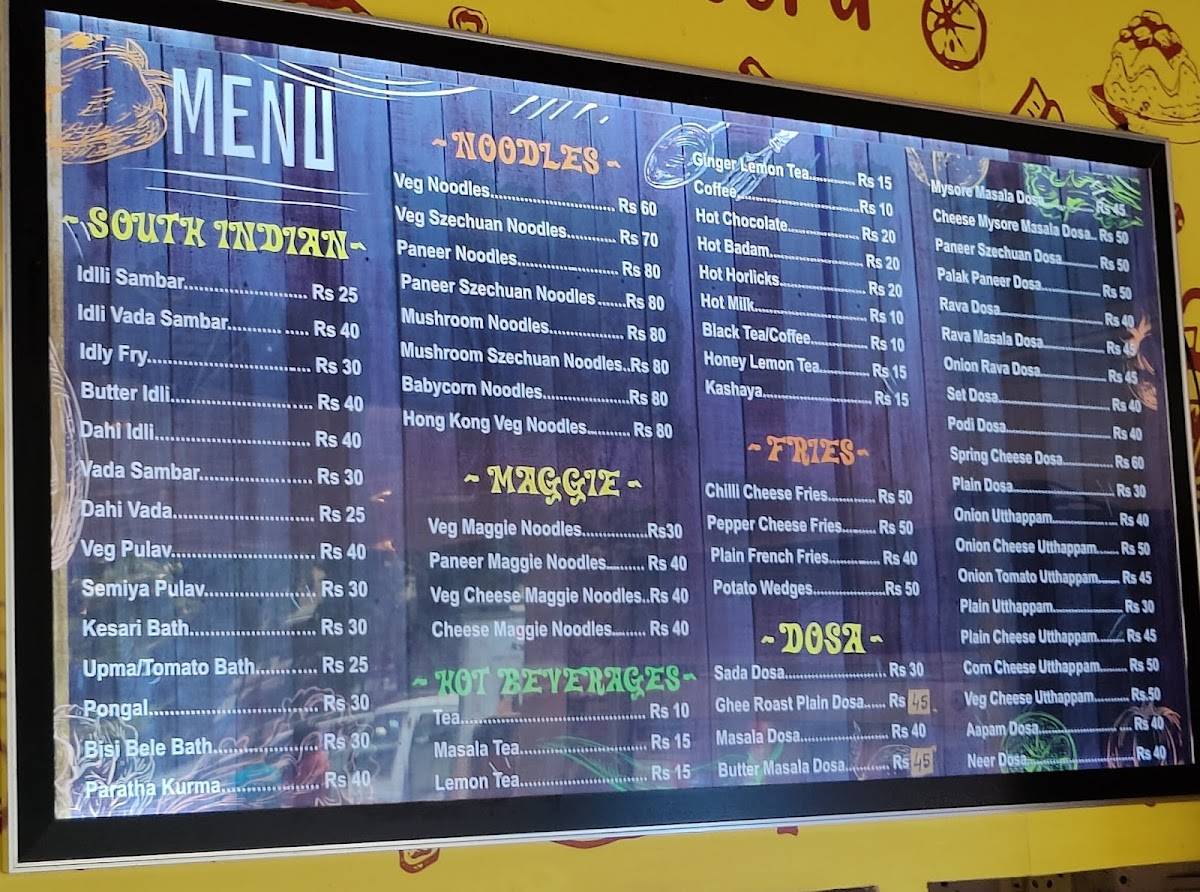 Menu at Cafe Boda Sheera Canara Mall, Manipal